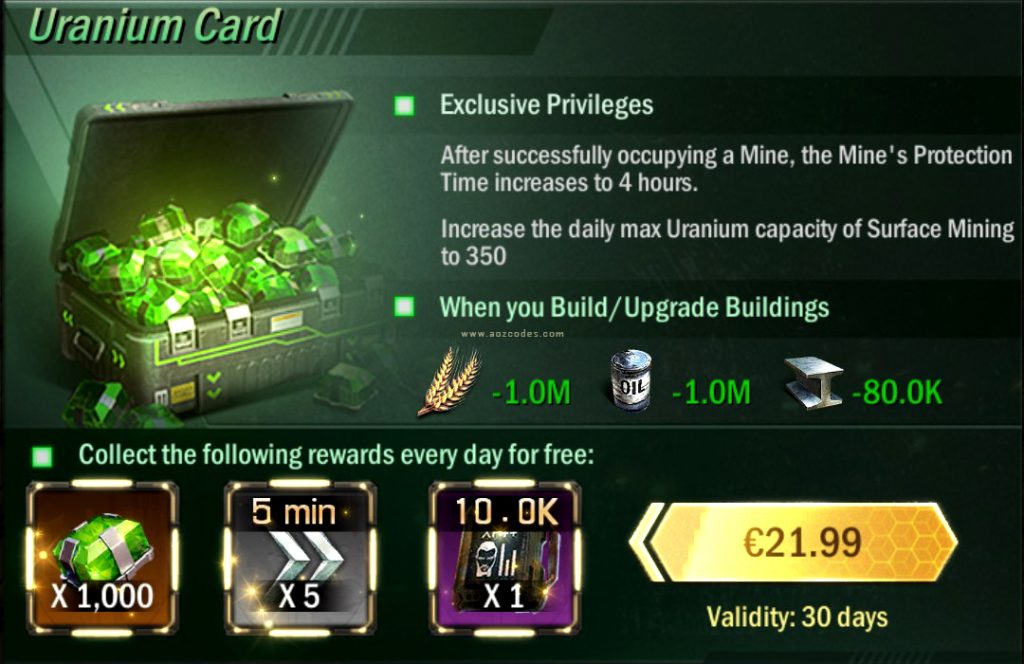 Uranium Card - Everything about Age of Origins